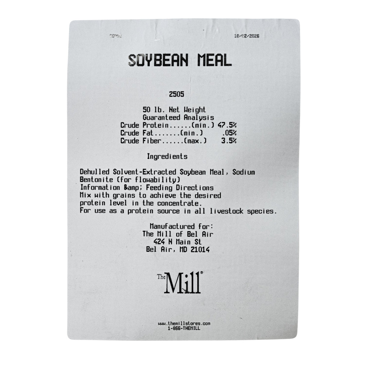 The Mill Livestock Soybean Meal, 50 lb | High-Quality Animal Feed