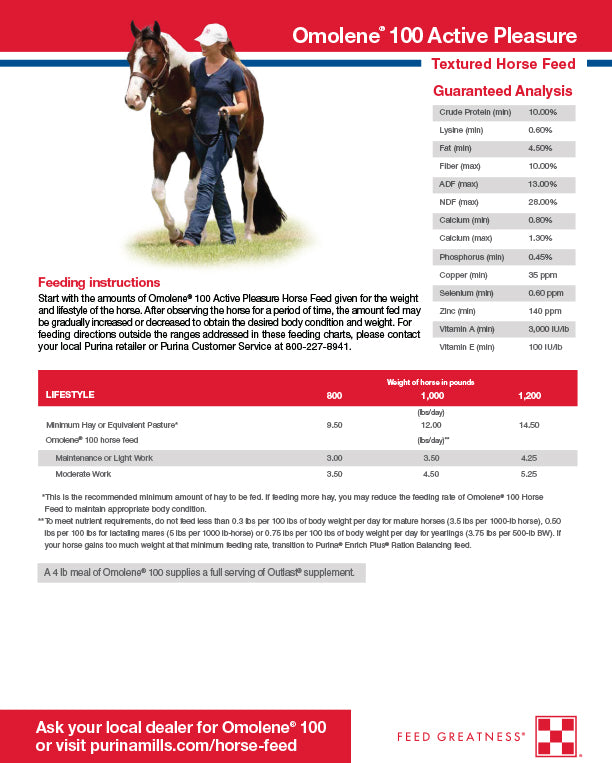 Purina Omolene 100 Active Pleasure | The Mill - Bel Air, Black Horse ...