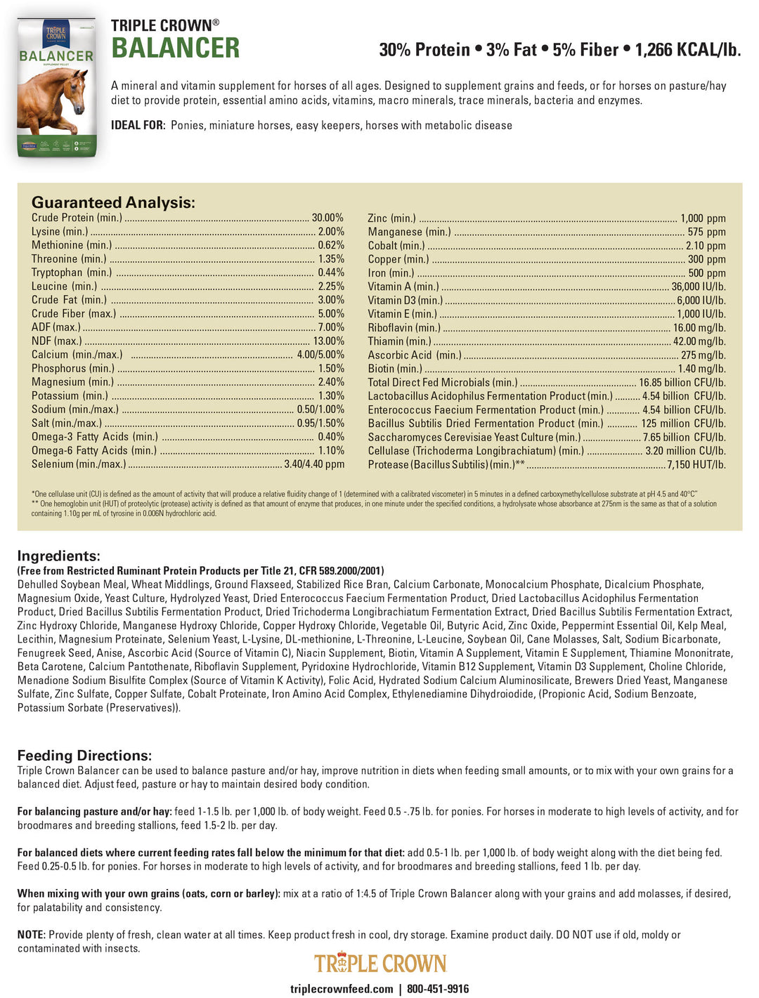 Triple Crown 30% Balancer Horse Feed – The Mill