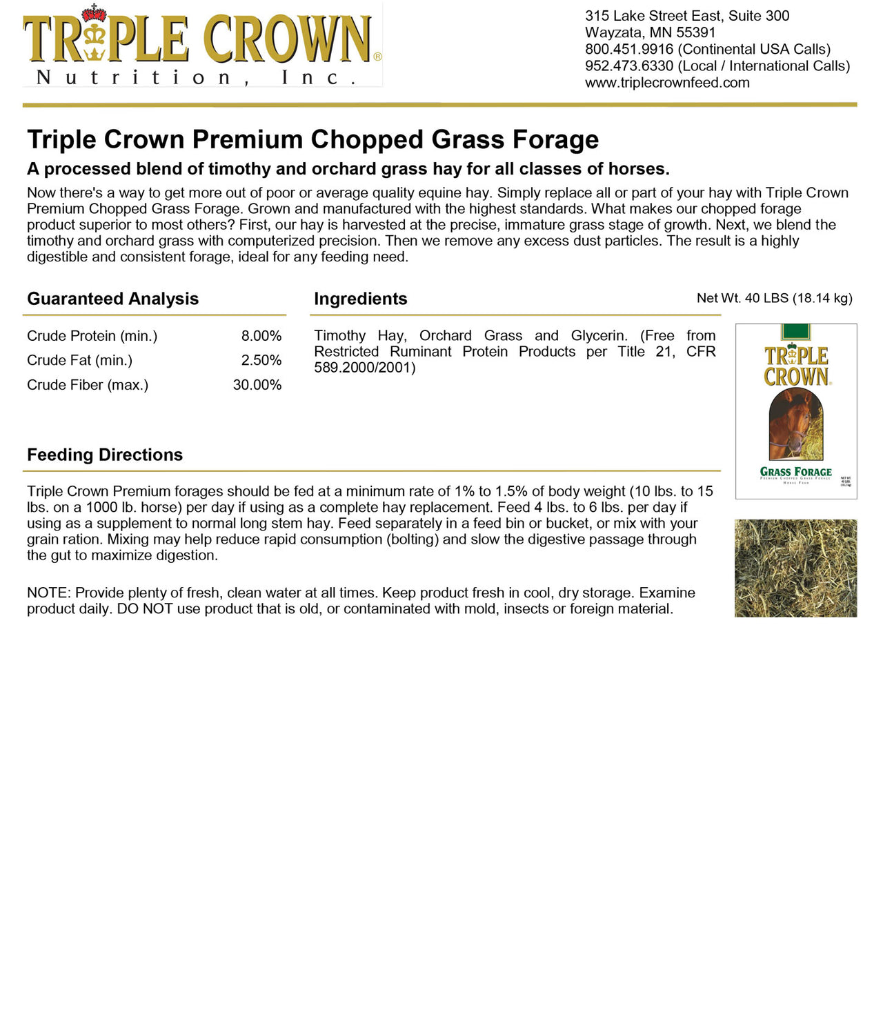 Triple Crown Premium Grass Forage Horse Feed | The Mill