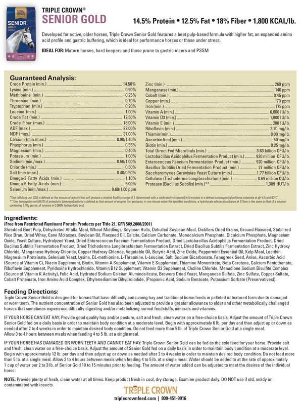 Triple Crown Senior Gold Horse Feed - The Mill - Bel Air, Black Horse ...